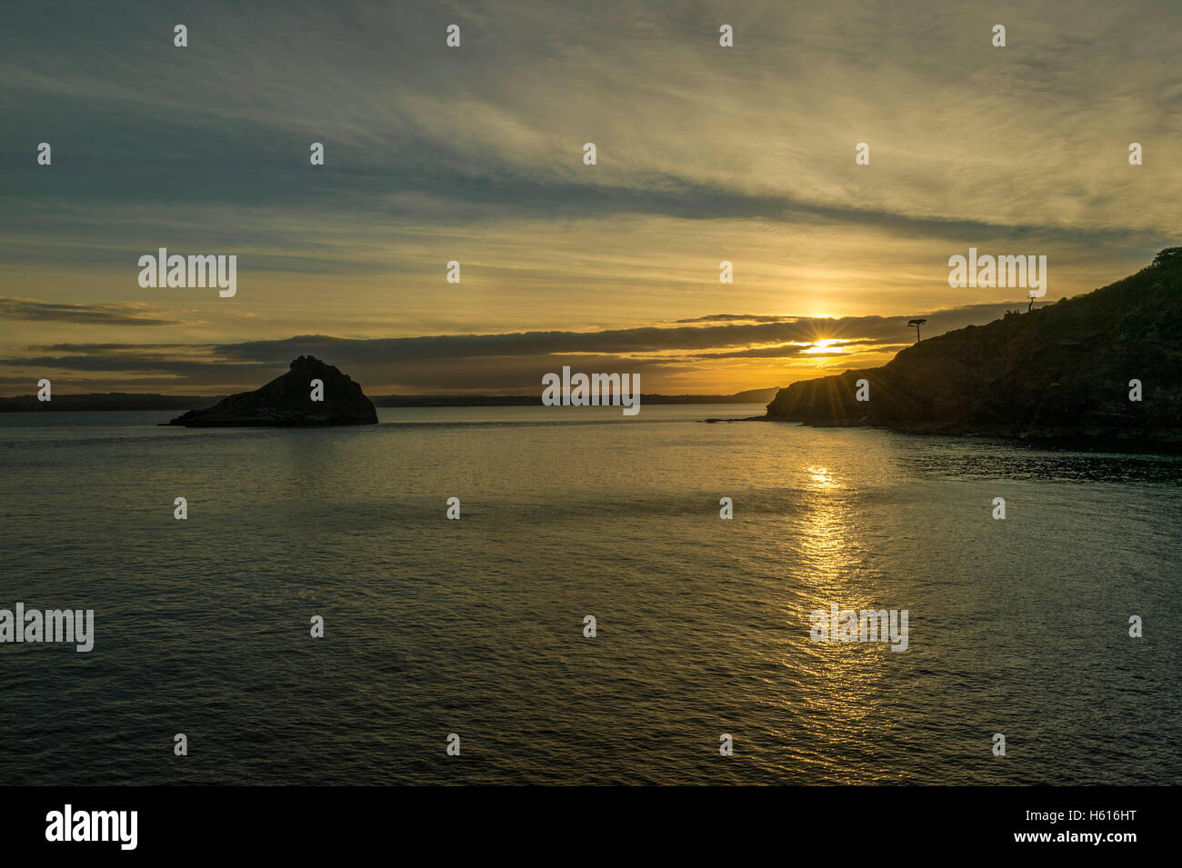 Beautiful Sunset over Thatchers Rock and Torbay on a fine summers ...