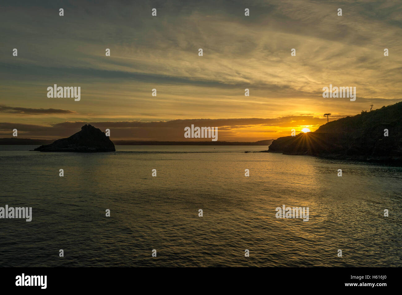 Beautiful Sunset over Thatchers Rock and Torbay on a fine summers ...