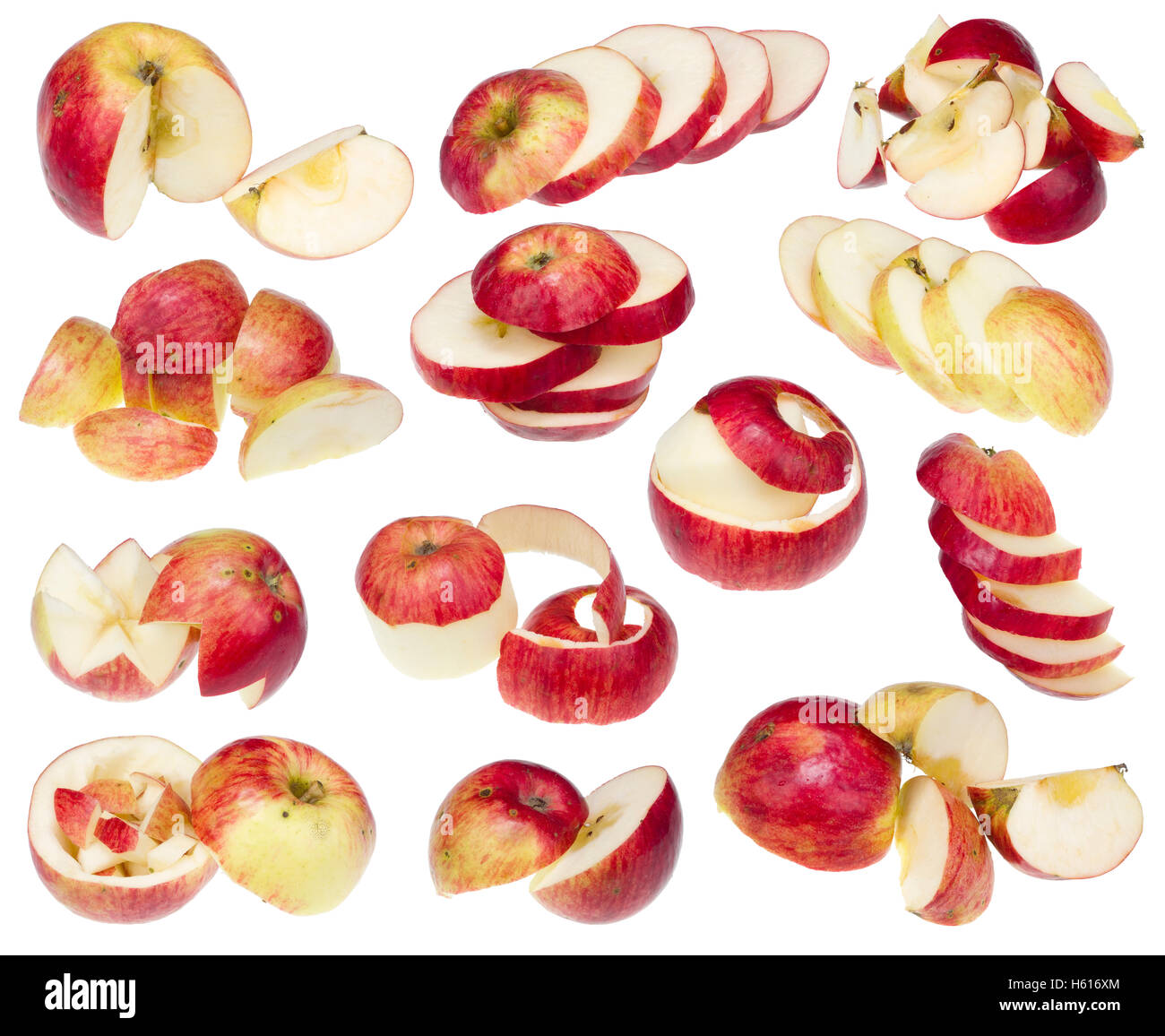 Red apple parts on white hi-res stock photography and images - Alamy