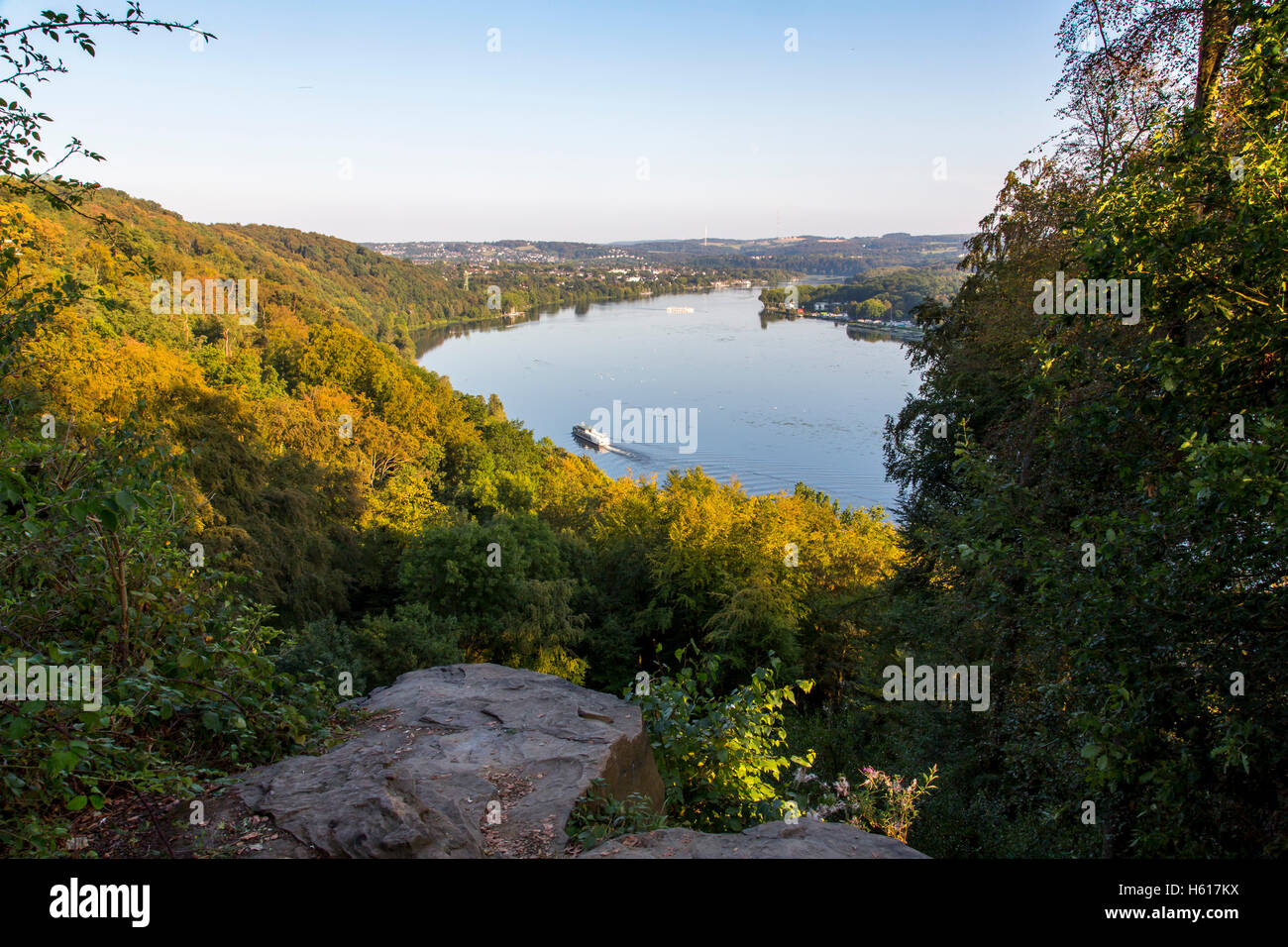 View of the Baldeneysee lake, Essen, Germany, to the northeast ...