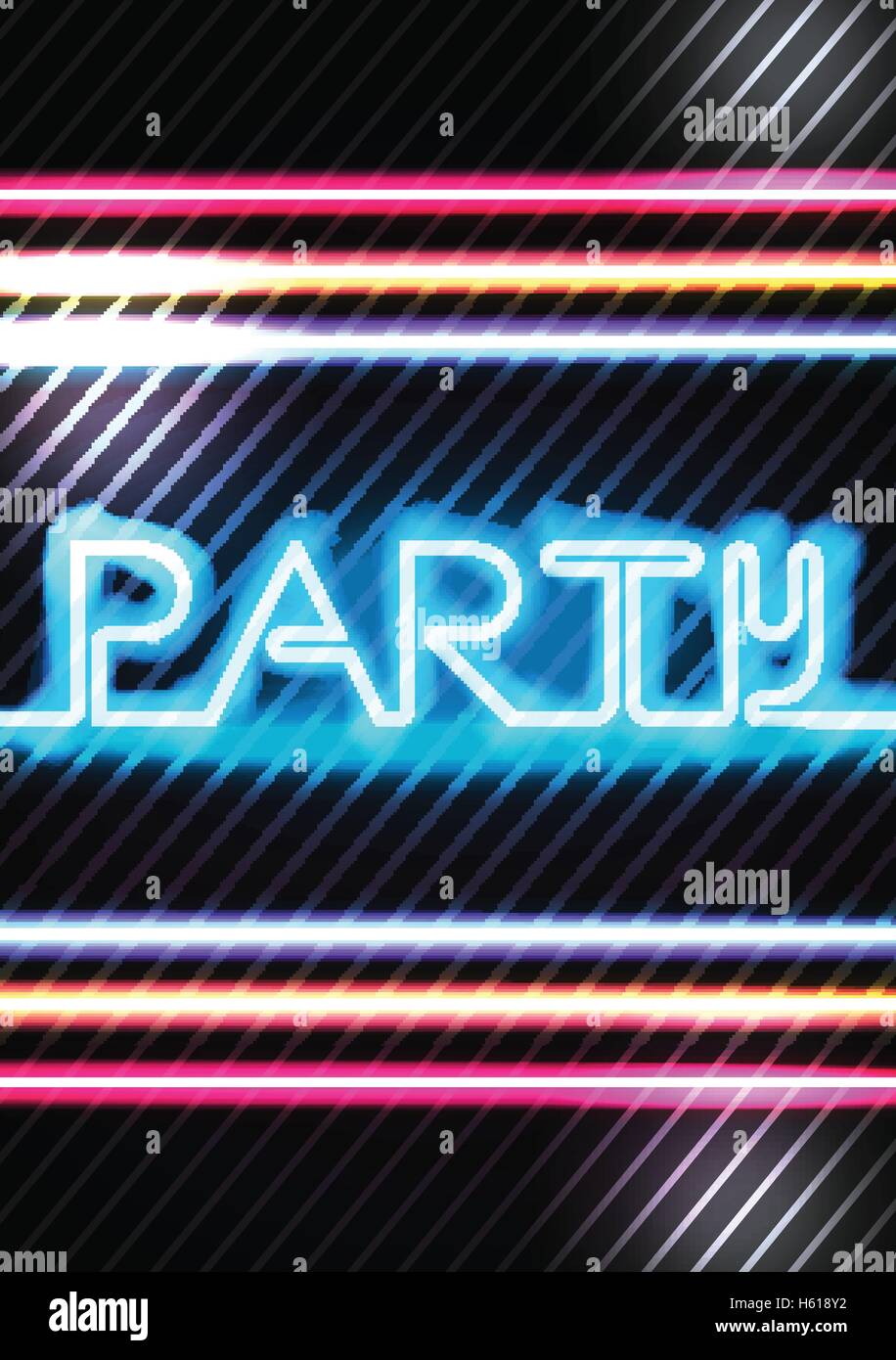 Neon Lights Disco Party Poster Background Template - Vector ...
