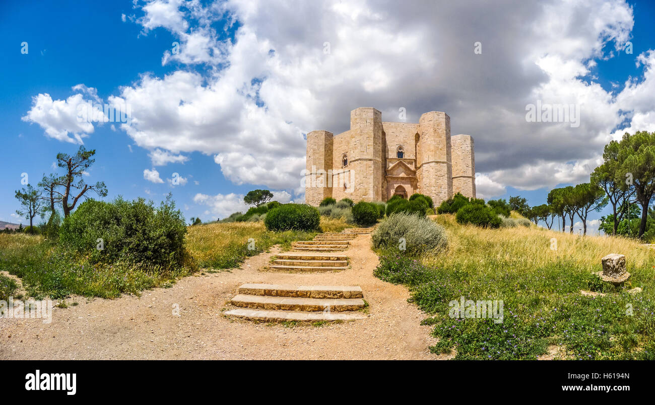 Beautiful view of Castel del Monte, the famous castle built in an ...