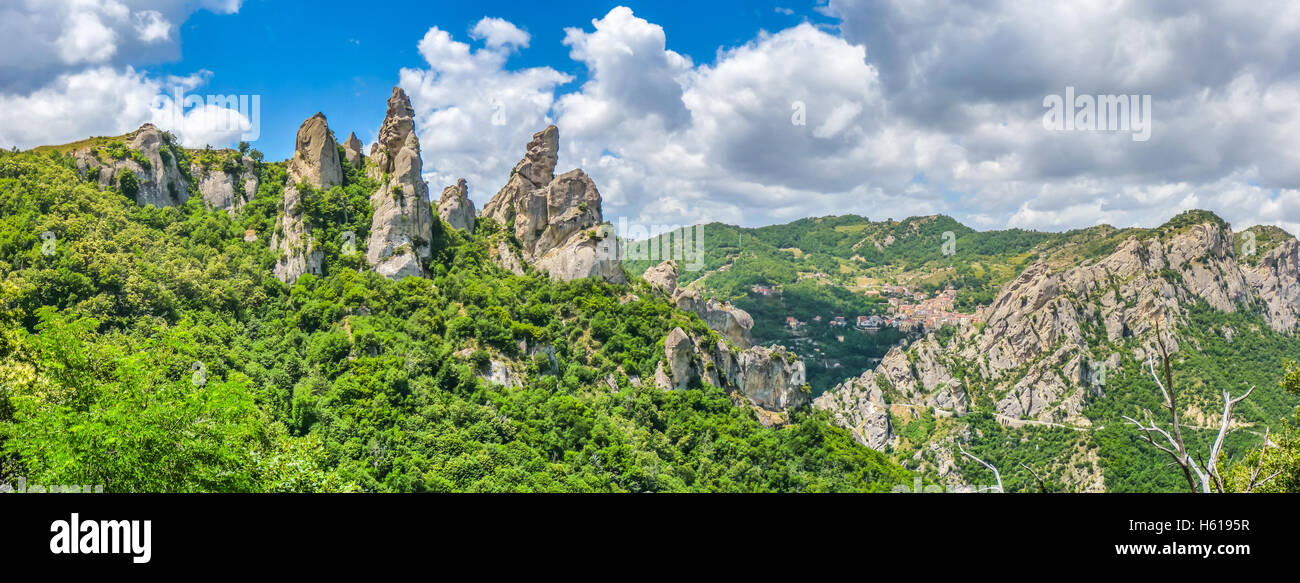 Panoramic view of the famous Lucan Dolomites with beautiful mountain ...