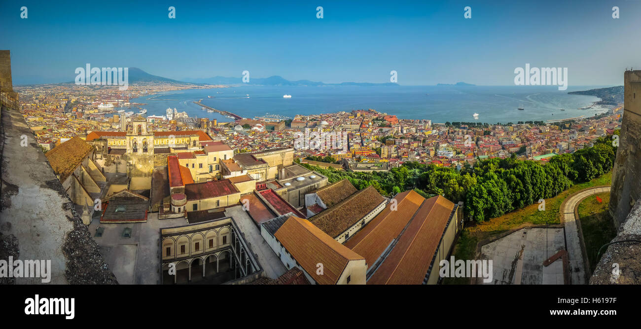 Scenic picture-postcard view of the city of Napoli (Naples) with famous ...
