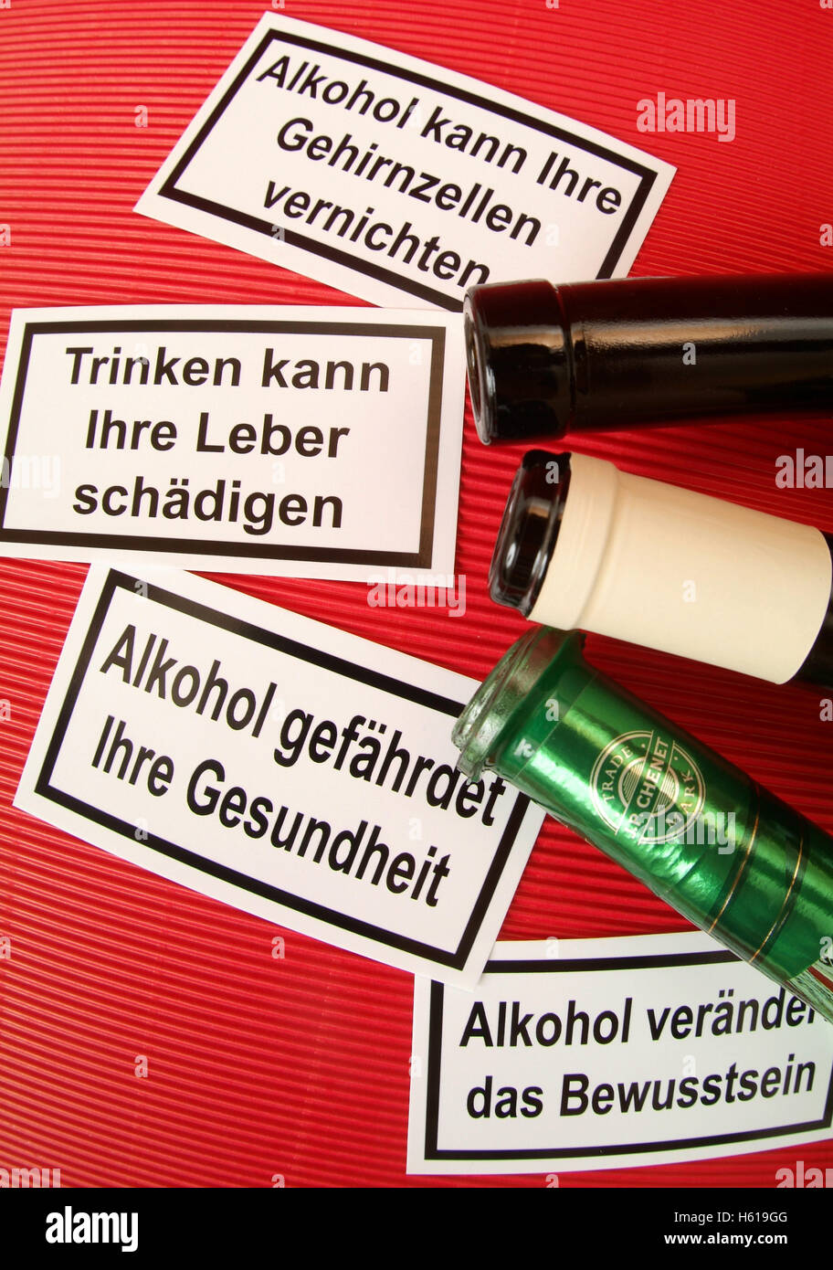 Warning notices for alcohol Stock Photo - Alamy