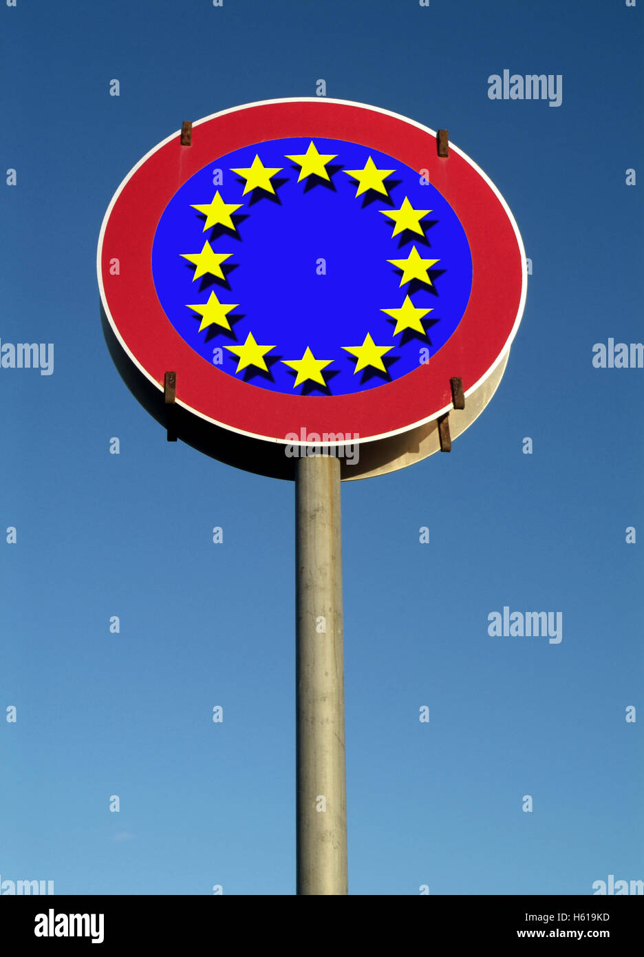 Traffic sign, symbolic for European Union Stock Photo - Alamy