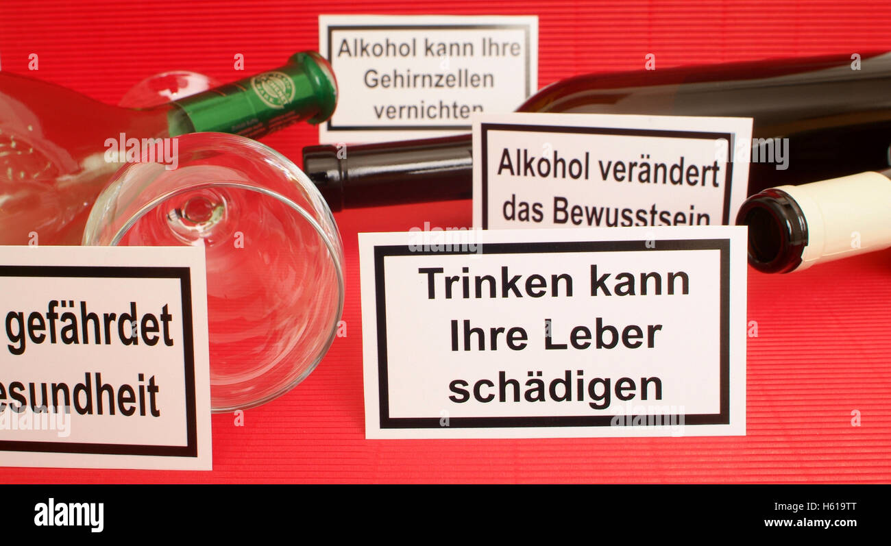 Warning notices for alcohol Stock Photo - Alamy