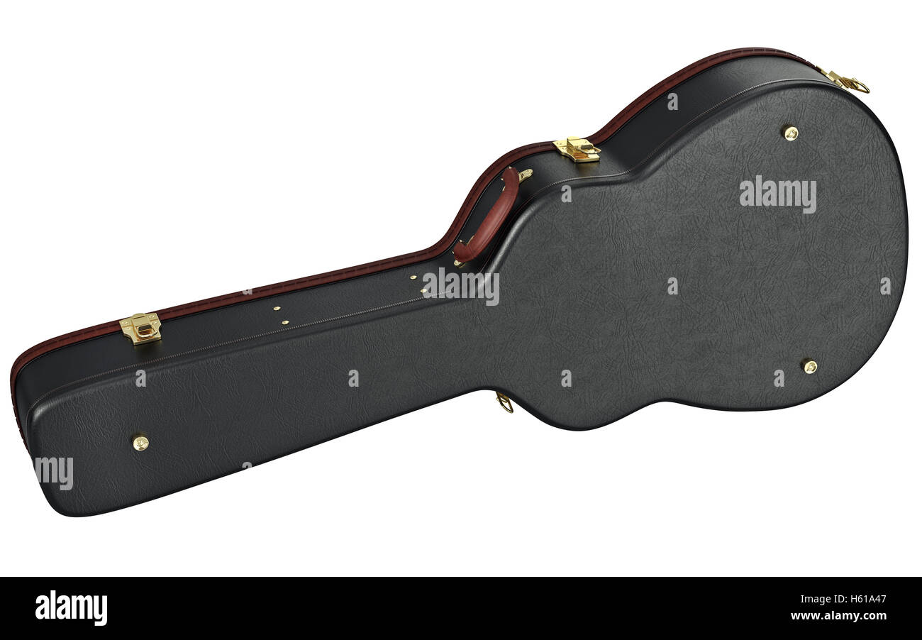Guitar case bag black leather, back view Stock Photo - Alamy
