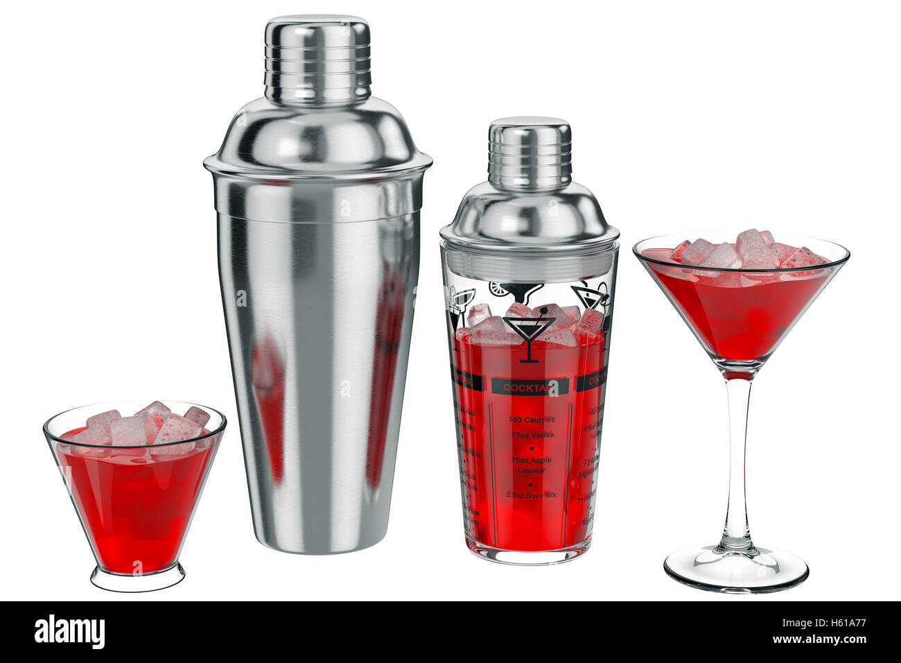 Cocktail shaker ice inside, set Stock Photo - Alamy