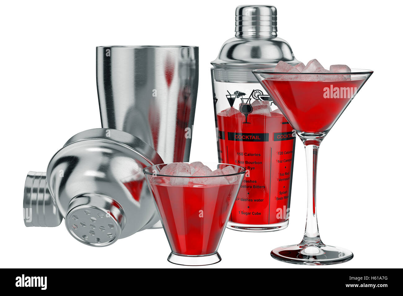 Cocktail shaker with glass cup, open view Stock Photo - Alamy