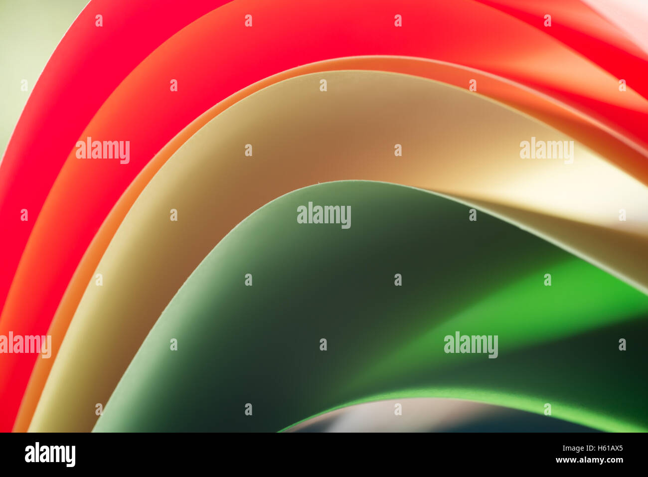 macro of colorful curved sheets of paper Stock Photo - Alamy
