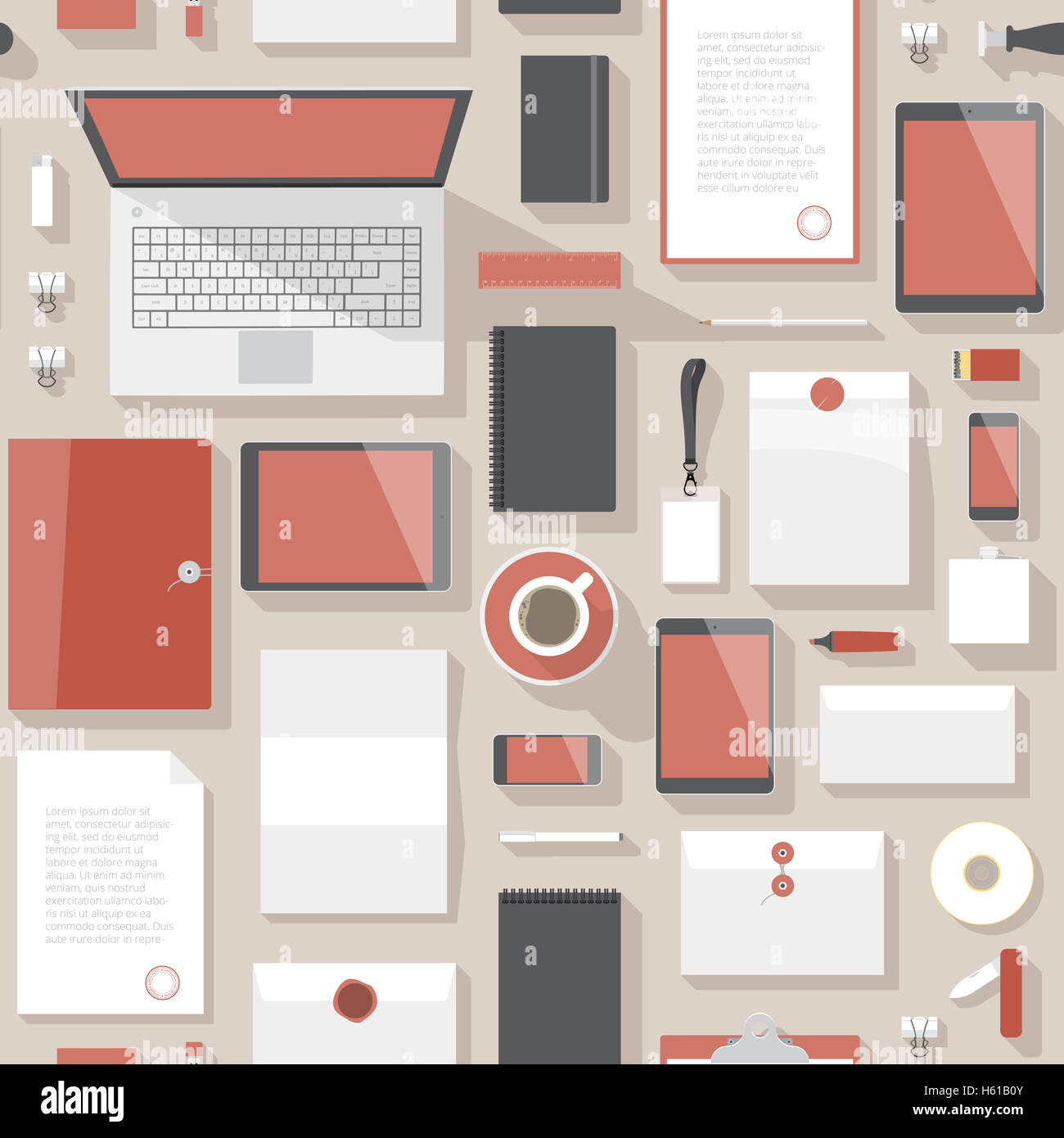Seamless background pattern for business. Stationery office objects and ...