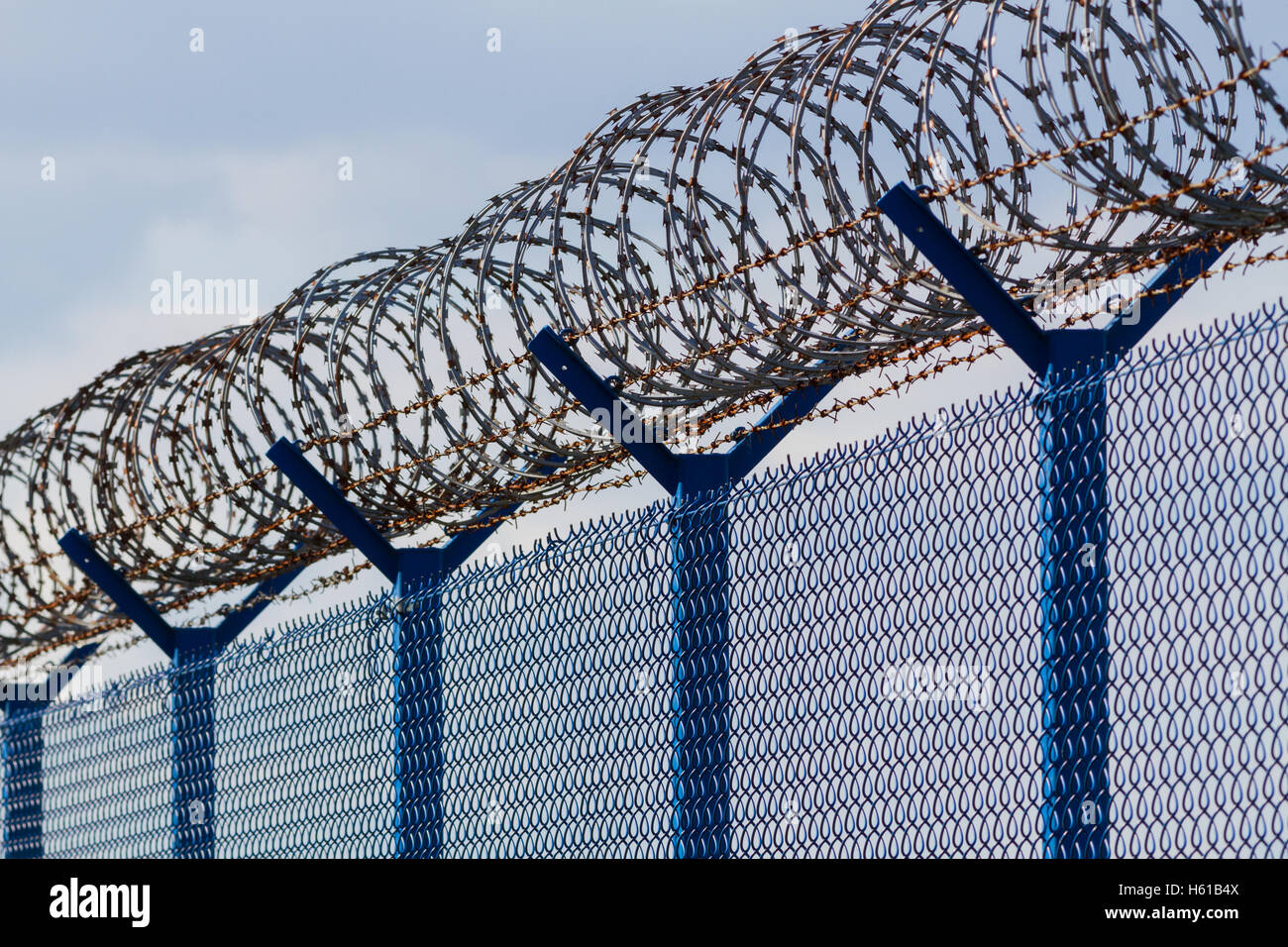 Barbed wire - restricted area. Color photo Stock Photo - Alamy