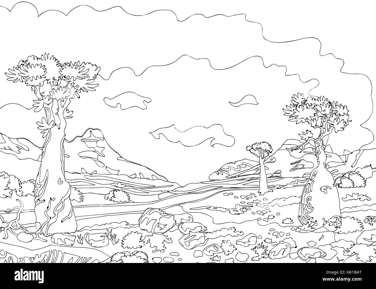 Socotra island trees Stock Vector Images - Alamy