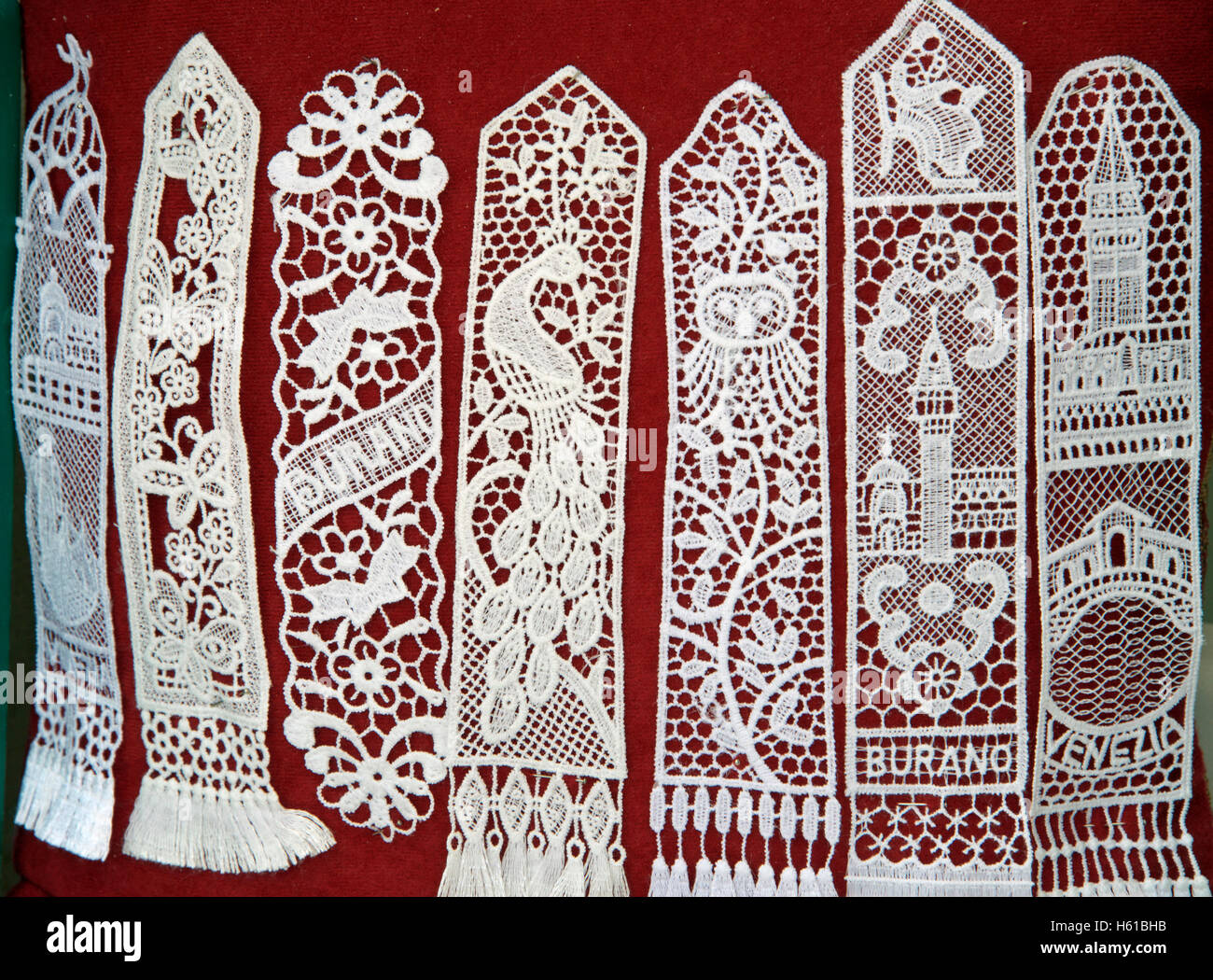 Burano lace bookmarks, Venice, Italy Stock Photo - Alamy