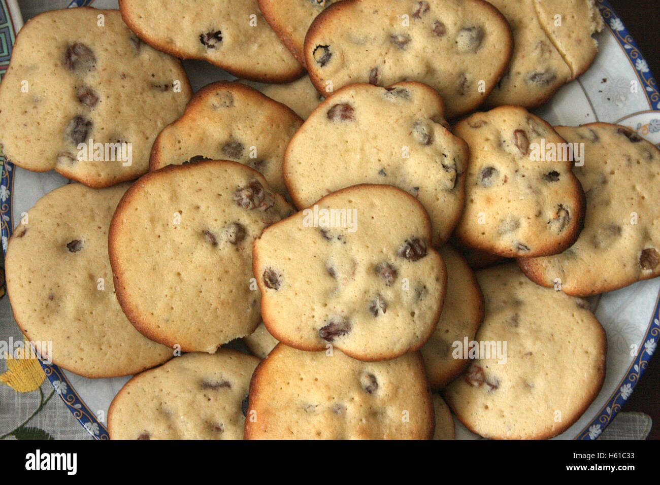 Homemade raisin cookies Stock Photo - Alamy