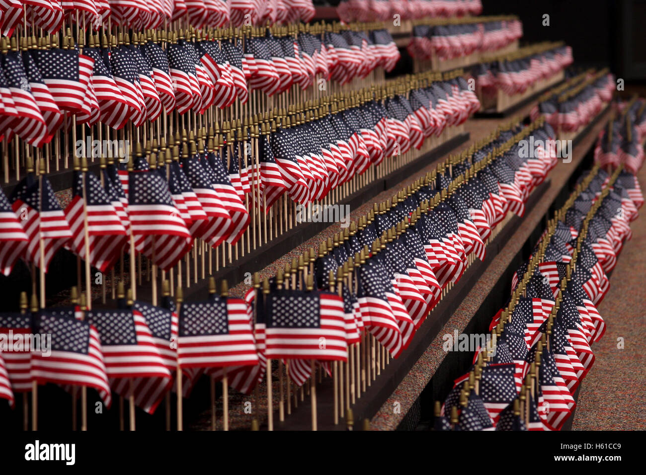 Display of hundreds of small American flags Stock Photo - Alamy