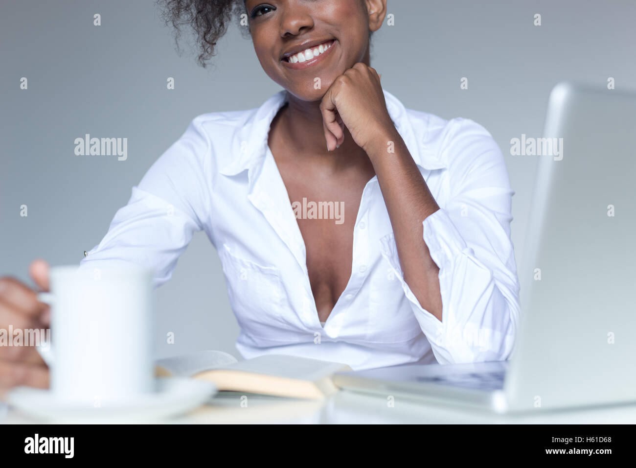 Portrait of afro american business woman working in the office Stock ...