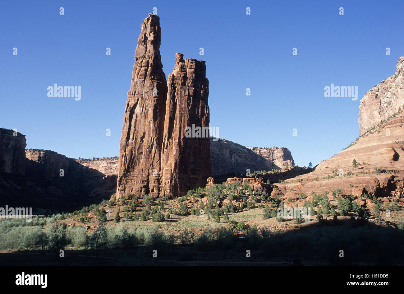 Spider Rock juts out of Canyon de Chelly, Arizona Stock Photo - Alamy