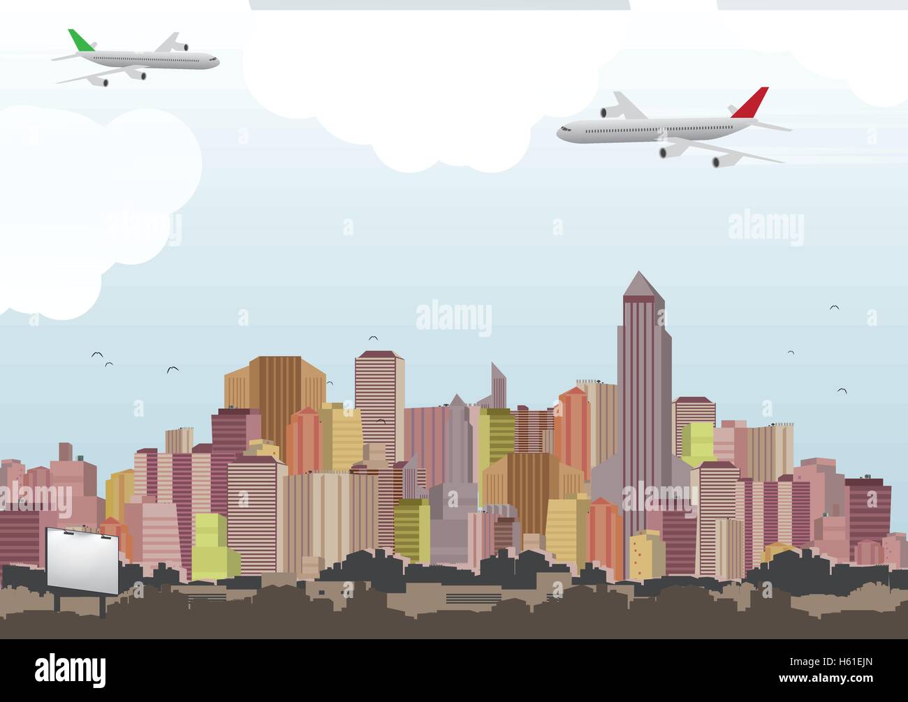 Retro City Skyline Background - Vector Illustration Stock Vector Image ...