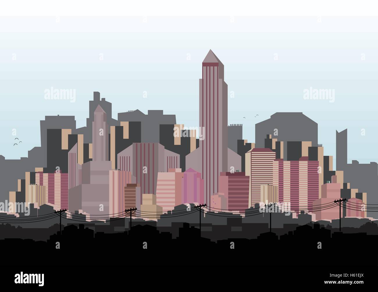 Retro City Skyline Background - Vector Illustration Stock Vector Image ...