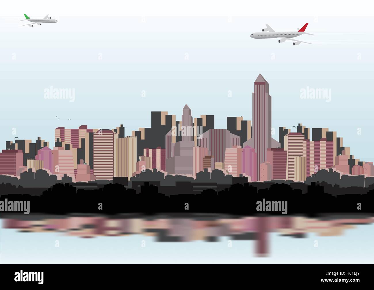 Retro City Skyline Background - Vector Illustration Stock Vector Image ...