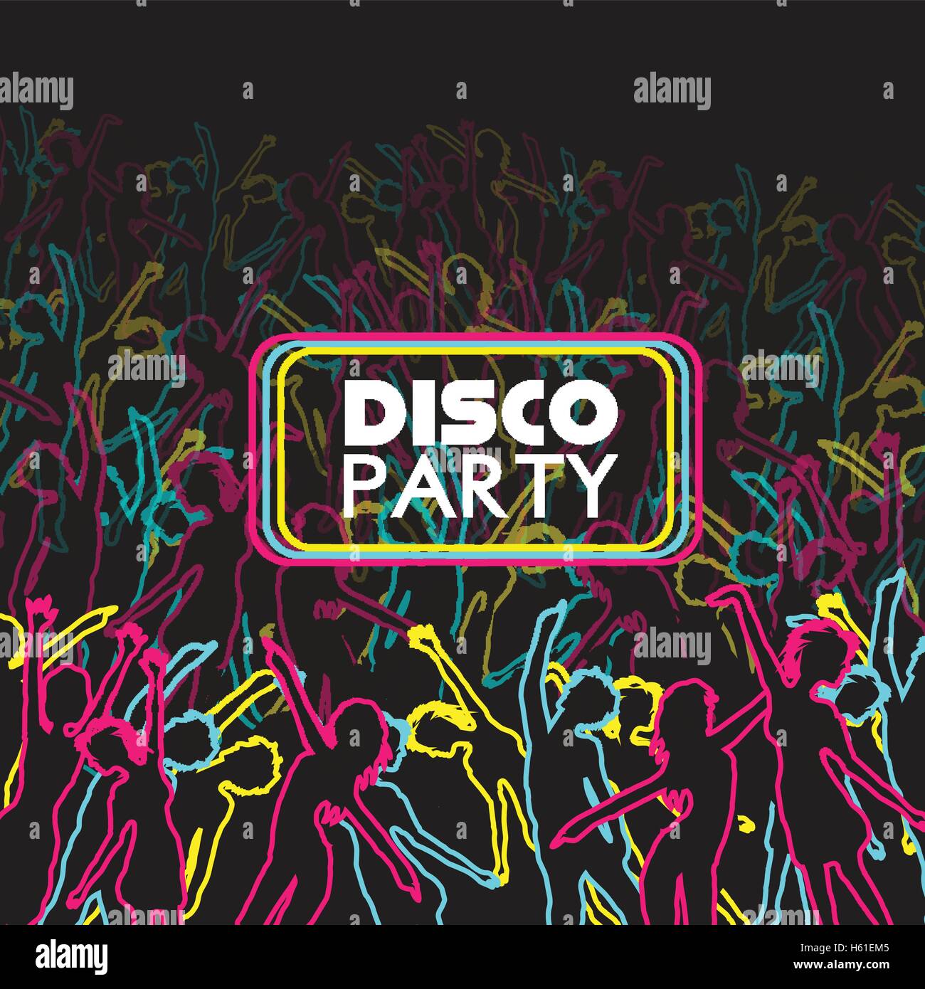 Dancing People Party Crowd Disco Background - Vector Illustration Stock ...