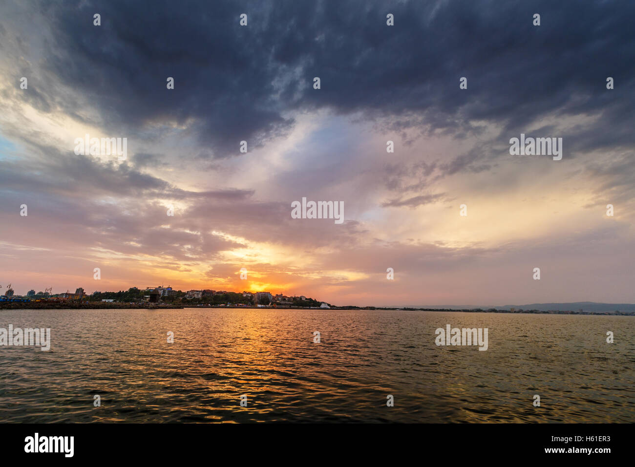 the sky over the sea with the horizon island Stock Photo - Alamy