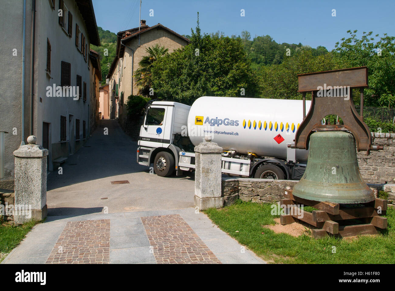 Castelrotto, Switzerland - 20 May 2005: Gas truck on the road at ...