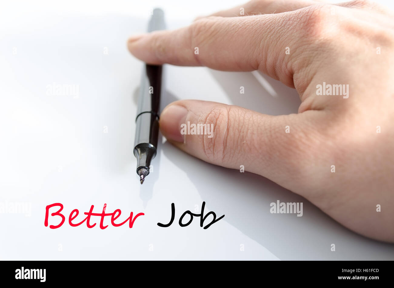 Better job text concept isolated over white background Stock Photo - Alamy