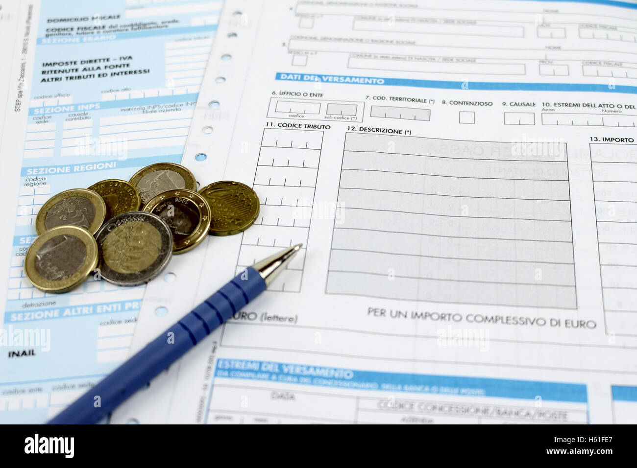 Form filling, taxes in Italy, unified payment Stock Photo - Alamy