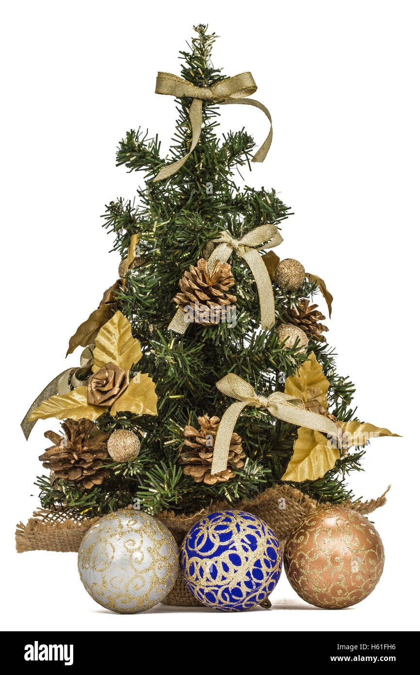 Decorated Christmas tree on white background Stock Photo - Alamy