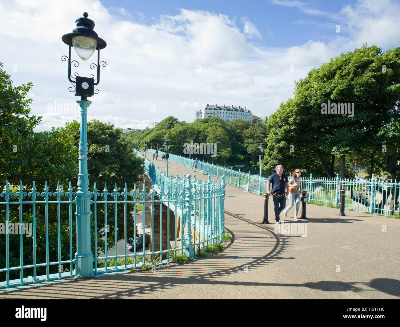 People Walking across Spa Bridge Scarborough North Yorkshire UK Stock ...