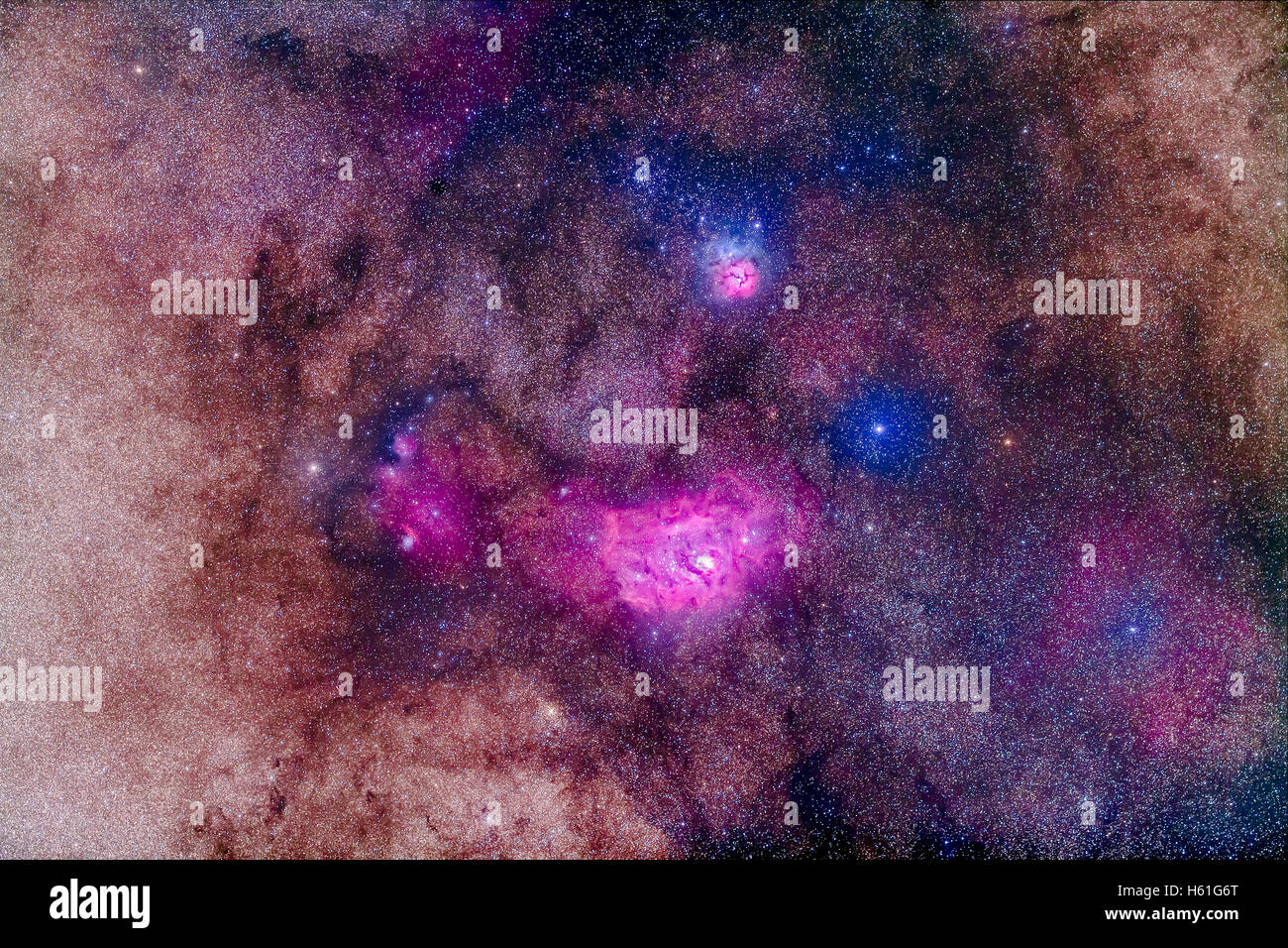 The spectacular field of Messier 8 and 20 emission and reflection ...