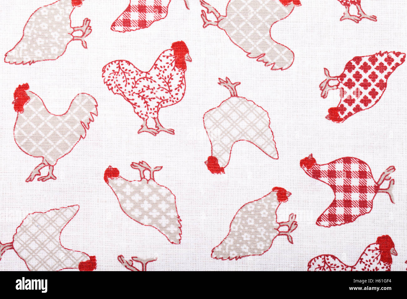 a fabric pattern with chickens Stock Photo - Alamy
