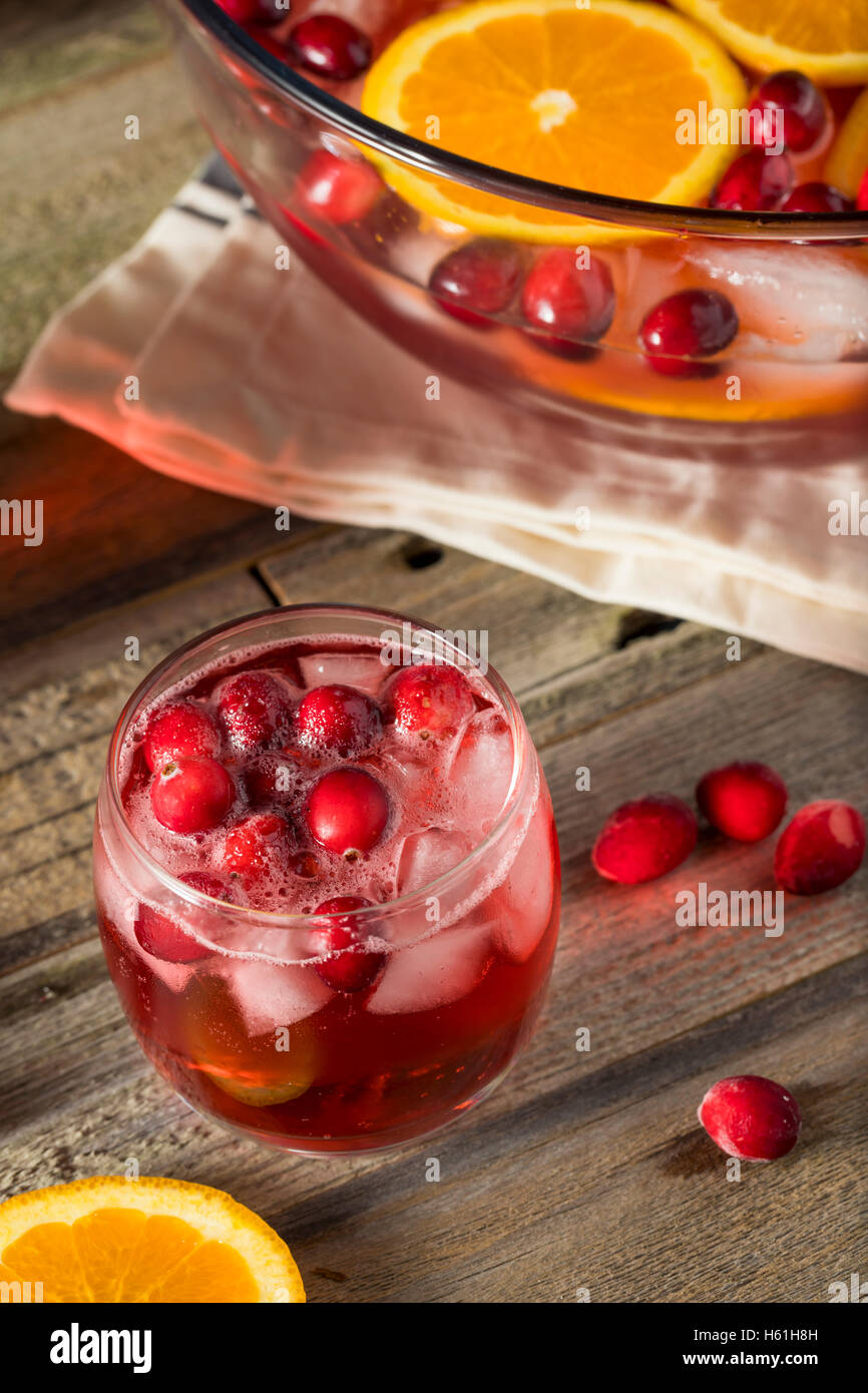 Red Cranberry Holiday Punch with Orange Slices Stock Photo - Alamy