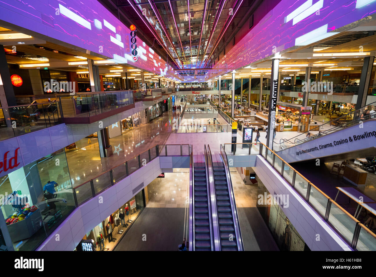 Wide angle view over Westfield Shopping Mall in Stratford Stock Photo ...