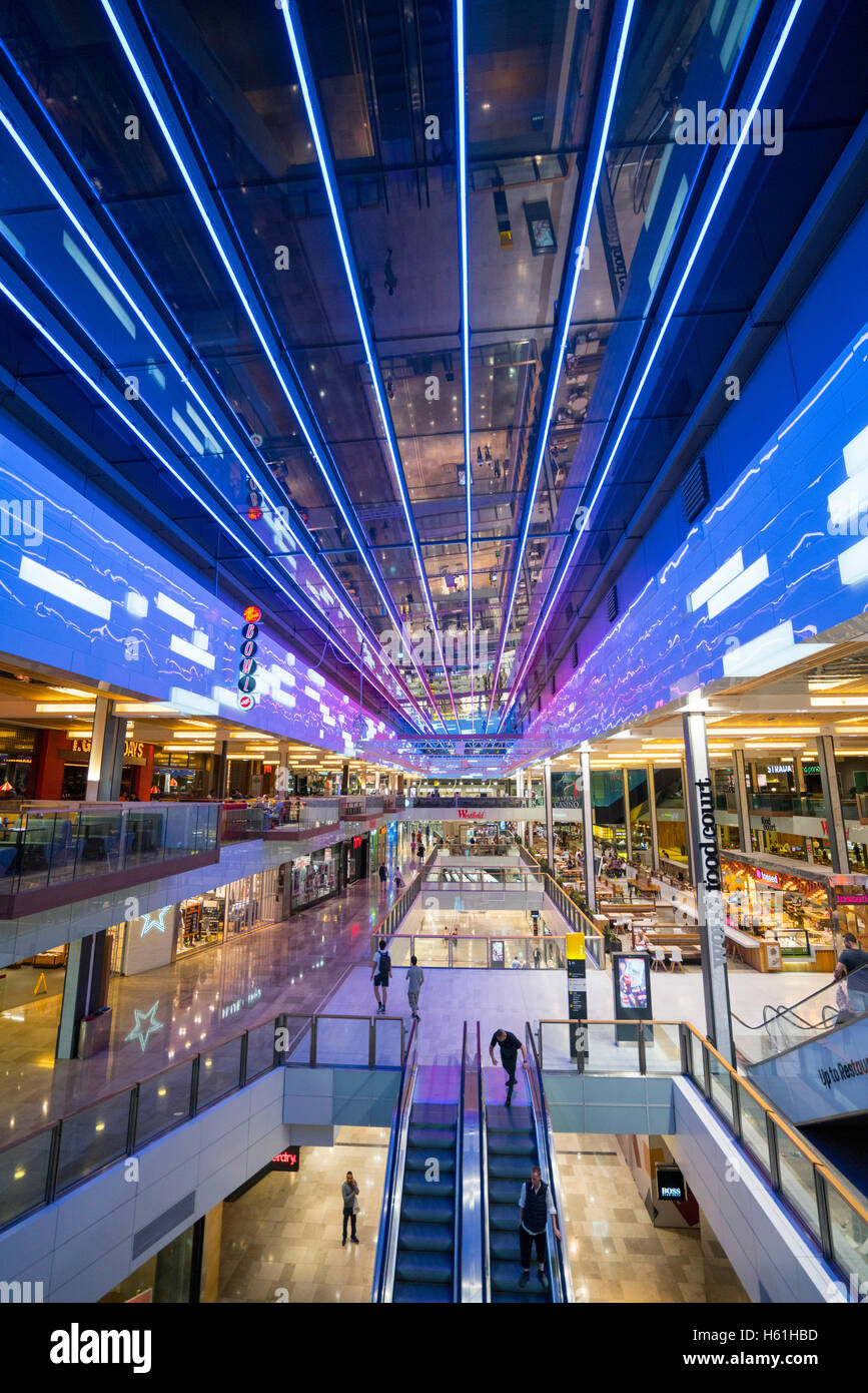 Colorful Westfield Shopping Mall in Stratford - wide angle view Stock ...