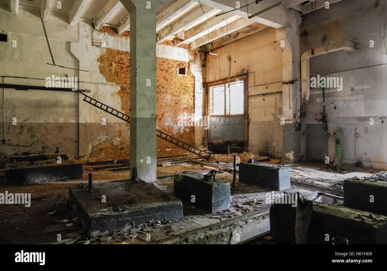 interior of an abandoned factory room Stock Photo - Alamy