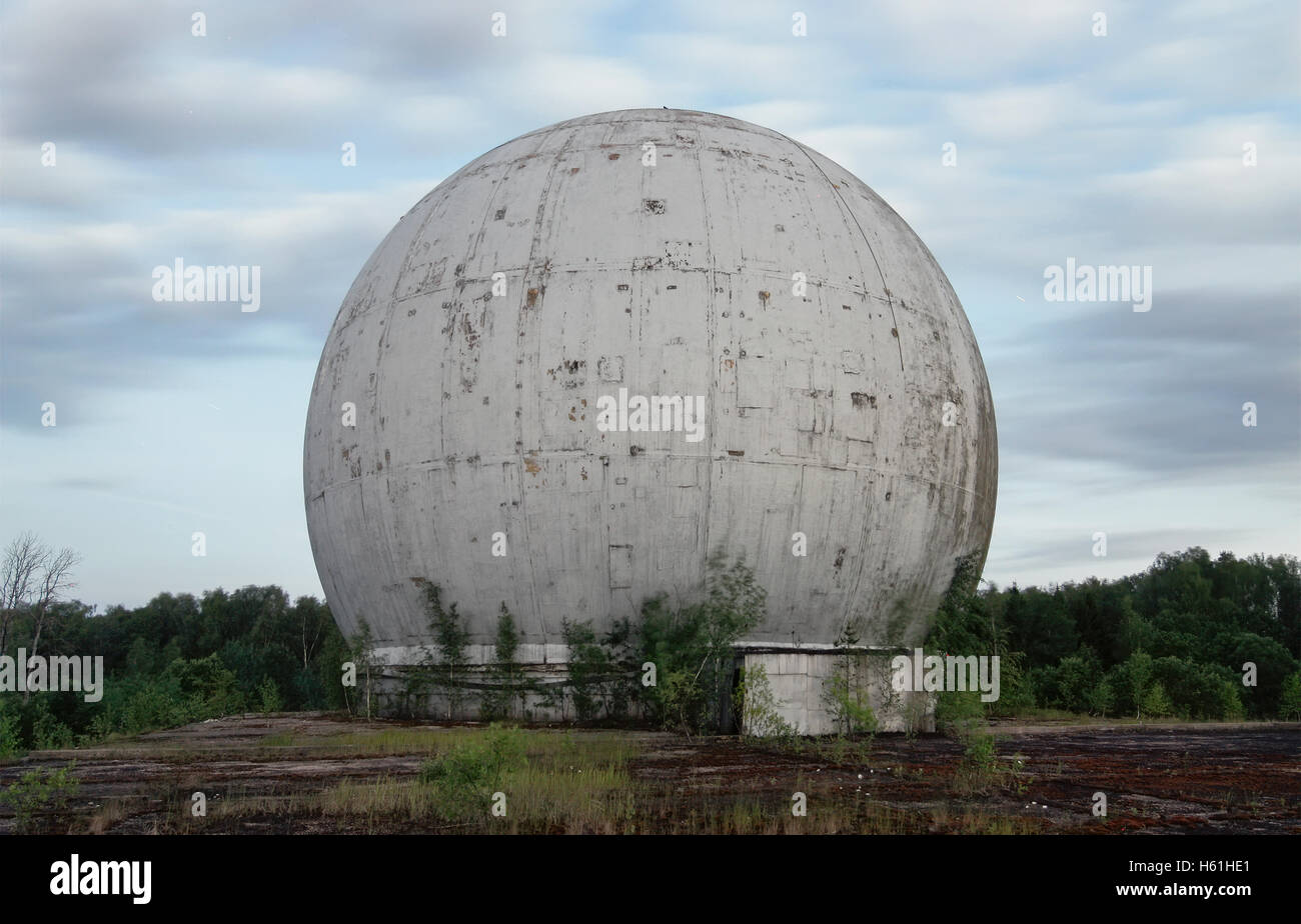 Old giant dome of a radar antenna of a Russian military base Stock ...