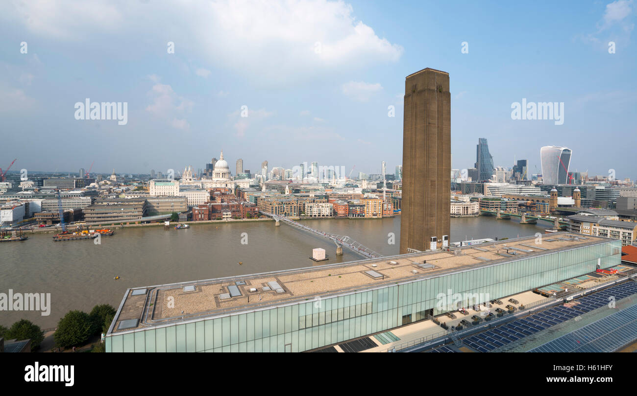 Panoramic view over the City of London from Tate Modern Gallery Stock ...