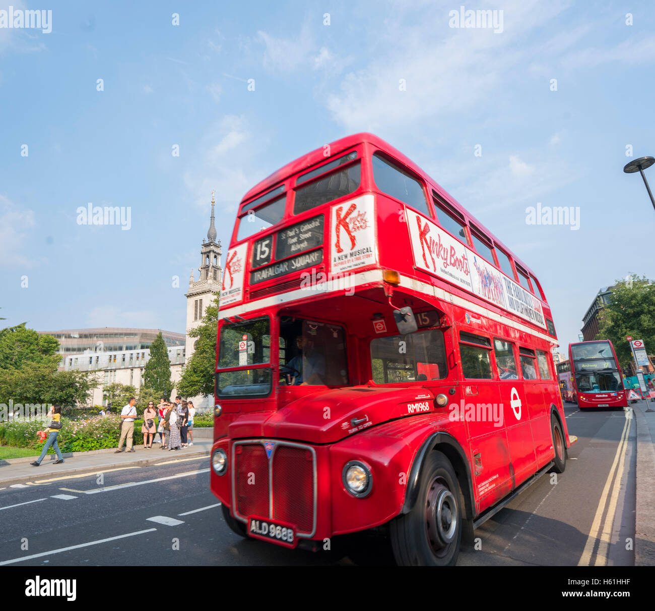 Old Red Bus in the City of London Stock Photo - Alamy