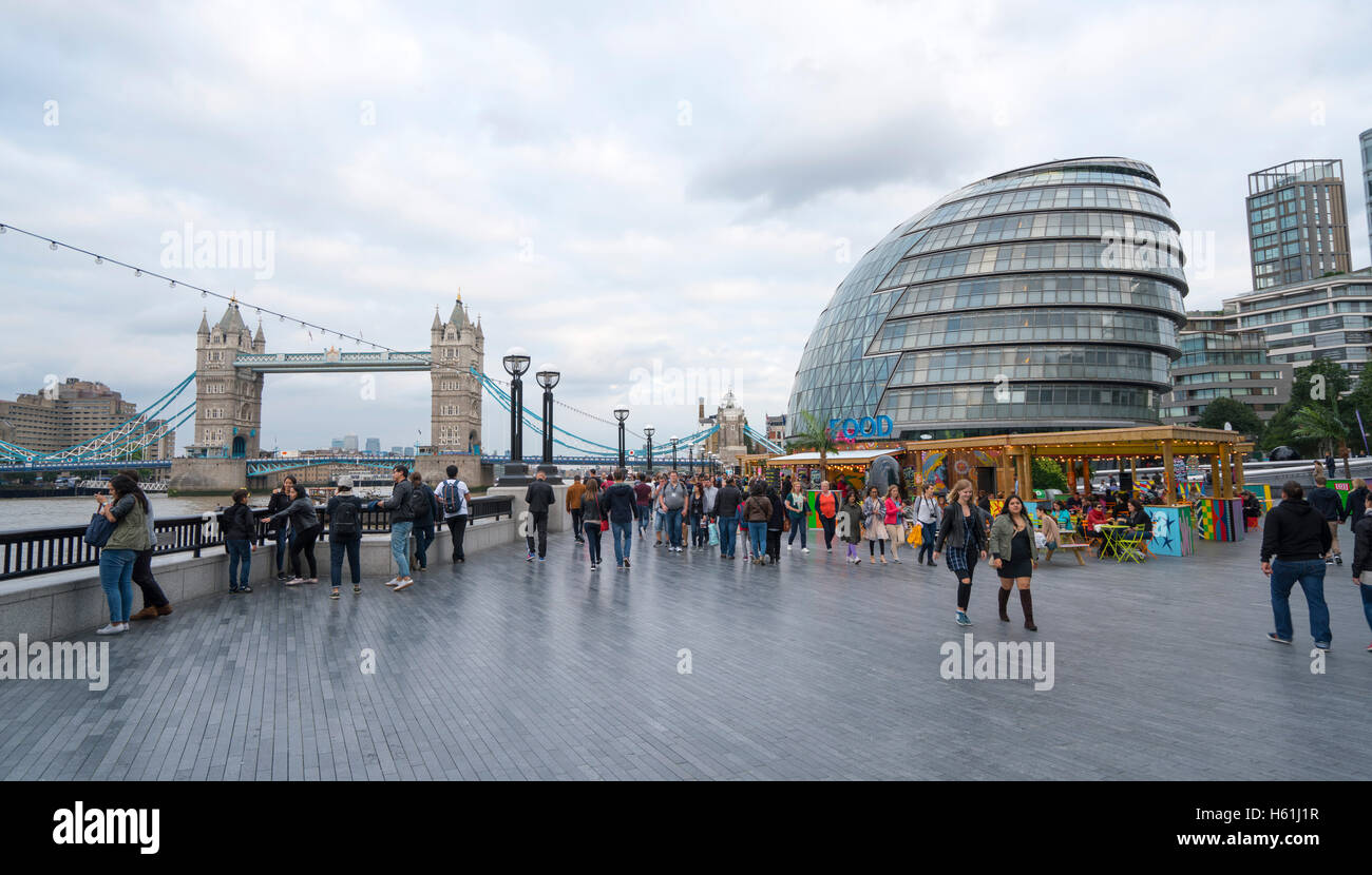 Famous Tower Bridge and City Hall London - wide angle shot Stock Photo ...