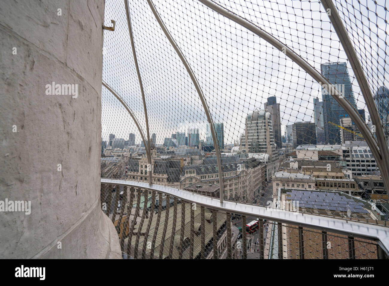 Viewing platform on the Monument tower in London Stock Photo - Alamy
