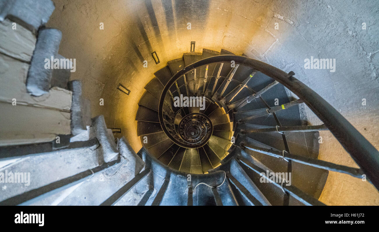 Spiral staircase at the Monument in London Stock Photo - Alamy