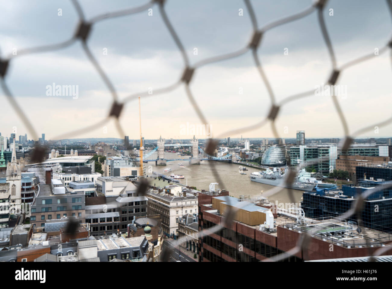 Viewing platform on the Monument tower in London Stock Photo - Alamy