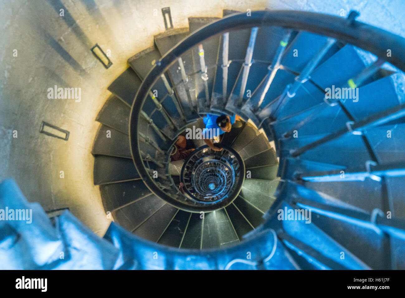 Spiral staircase at the Monument in London Stock Photo - Alamy