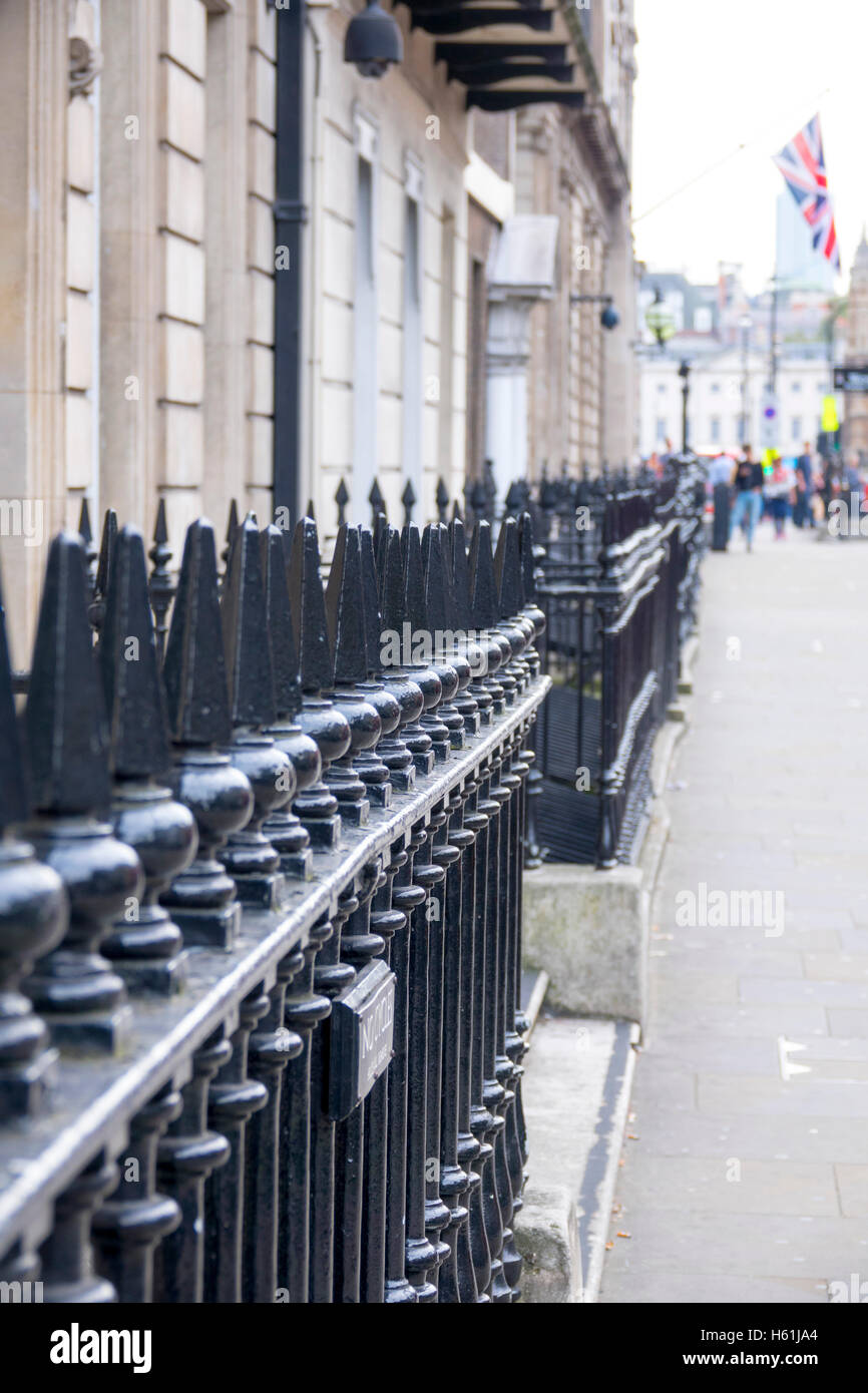 Typical English style - iron fences in front of the house Stock Photo ...