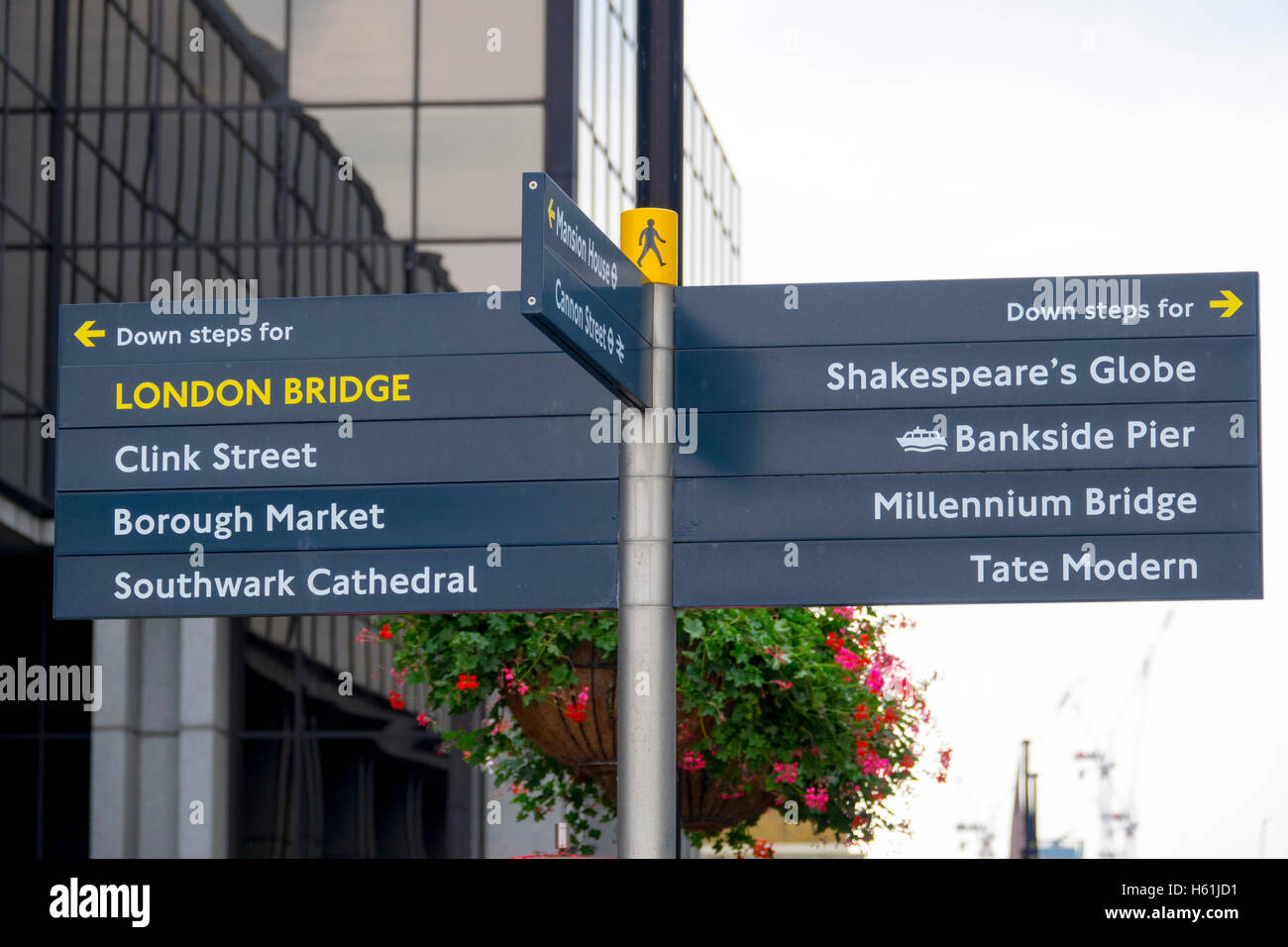 Direction signs in the City of London at Bankside Stock Photo - Alamy