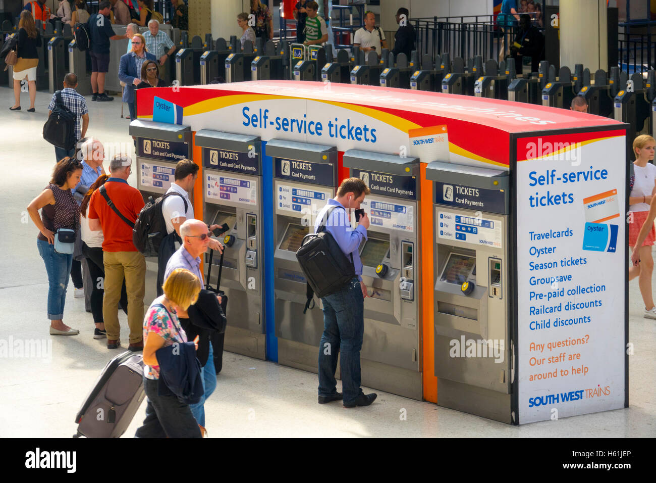 Self service Tickets at Waterloo Station in London Stock Photo - Alamy